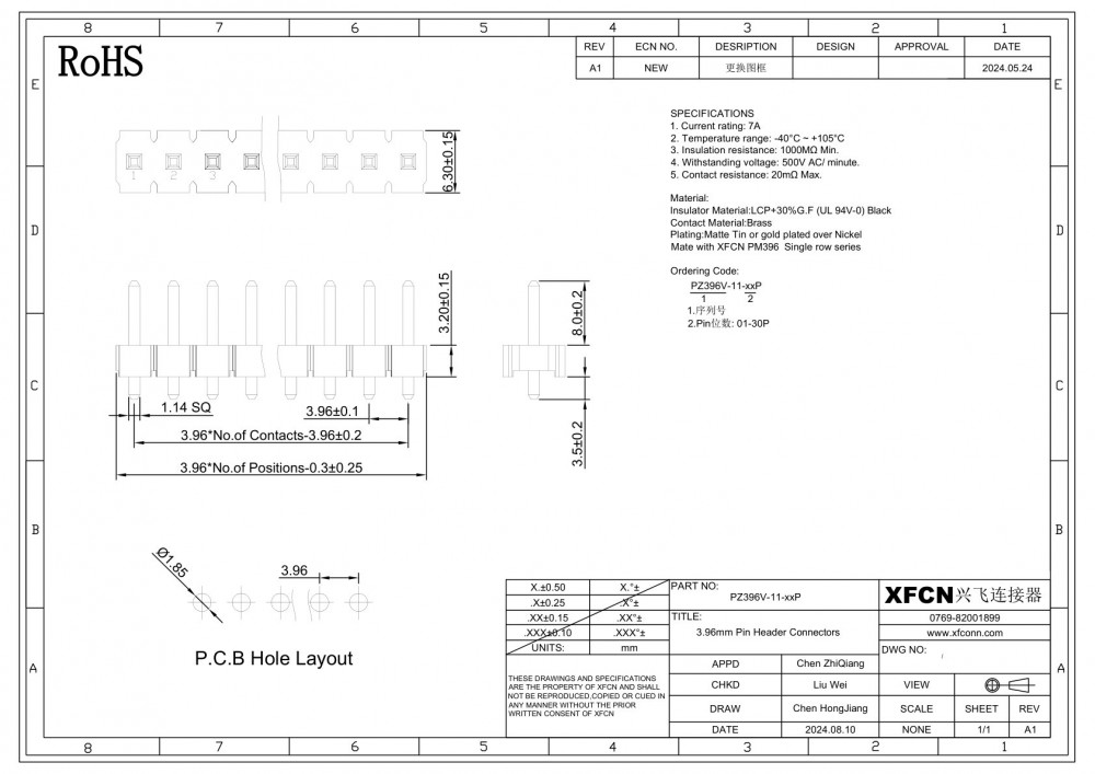 XFCN PZ396V-11-03P product drawing