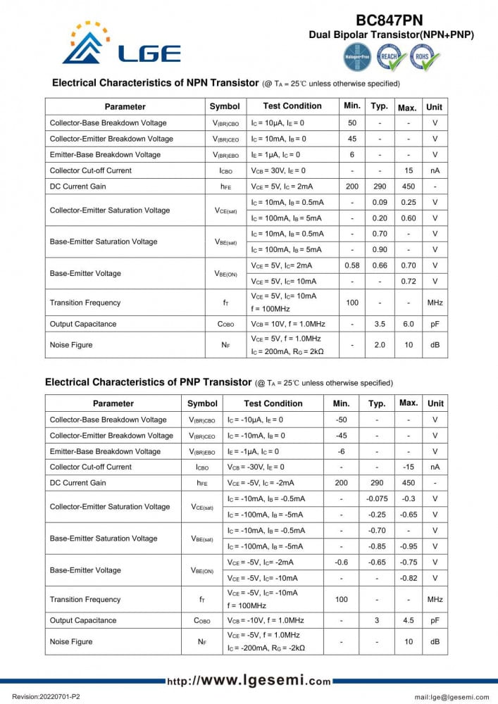 BC847PN datasheet page 2