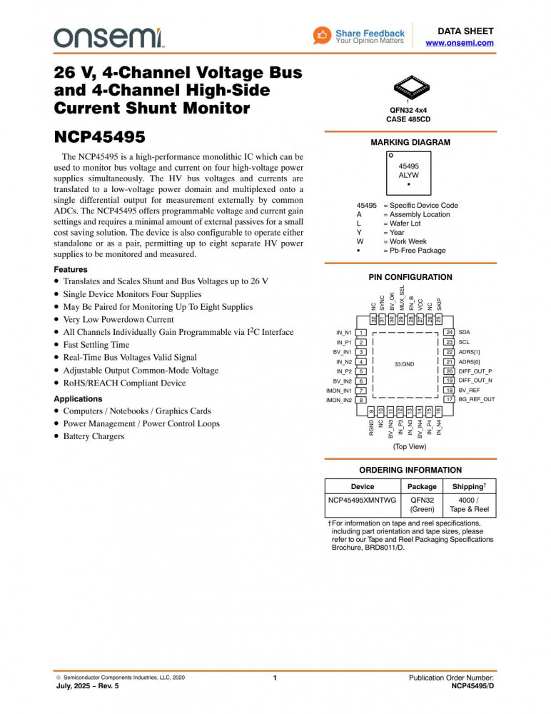 NCP45495 datasheet page 1