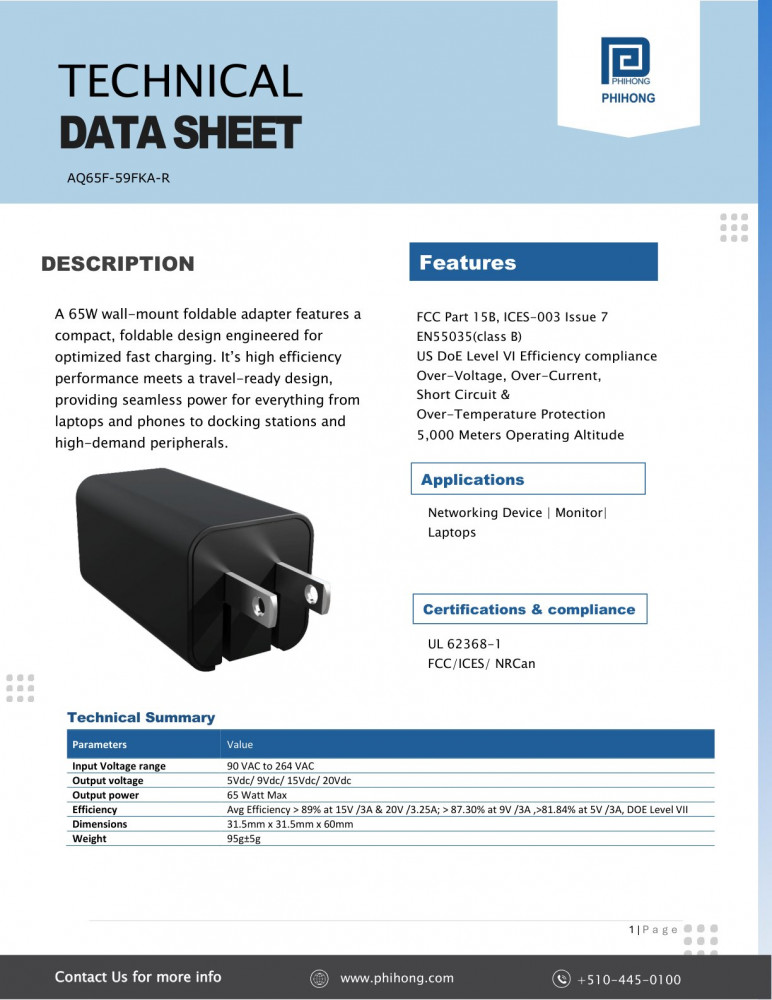 AQ65F-59FKA-R technical document page 1
