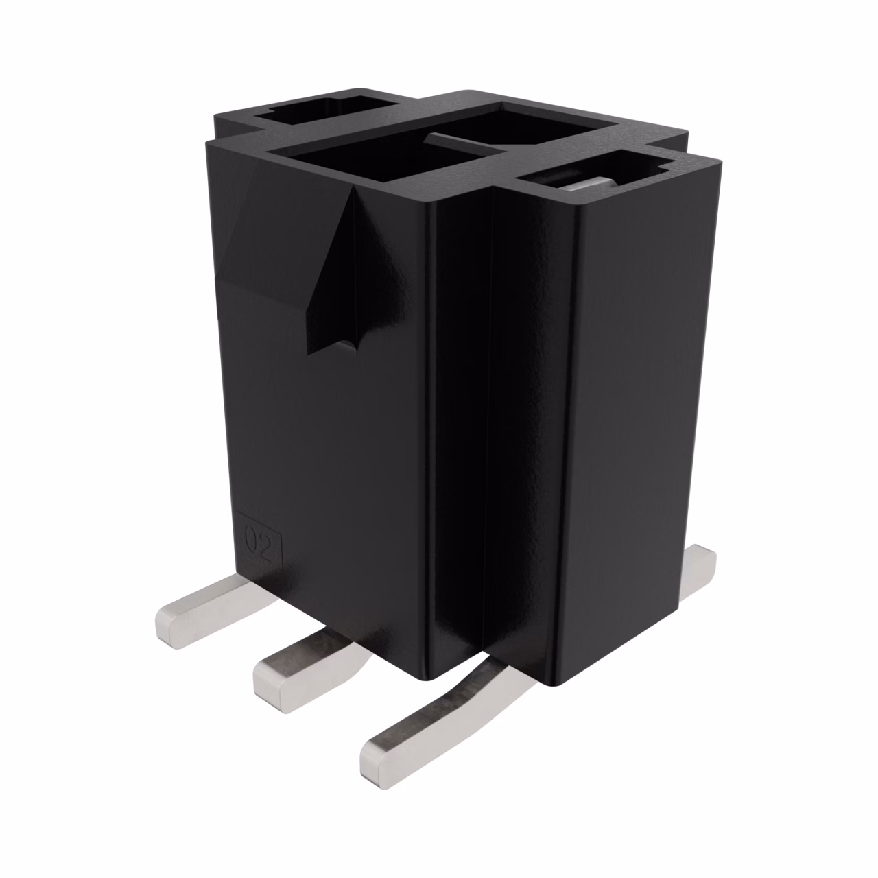 Mini-Fit Max Vertical Header, Dual Row, Surface Mount, 2 Circuits, Matte Tin (Sn) Plating, Black, Glow-Wire Capable, with Pick-and-Place Tape, Tape and Reel for sale