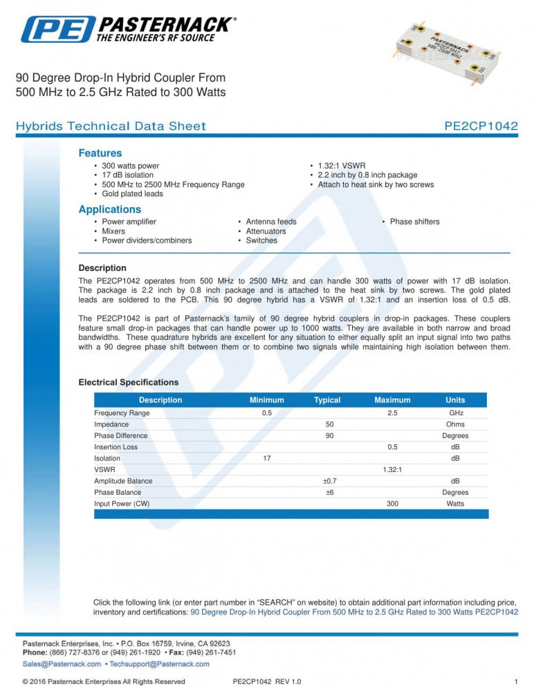 PE2CP1042 datasheet page 1