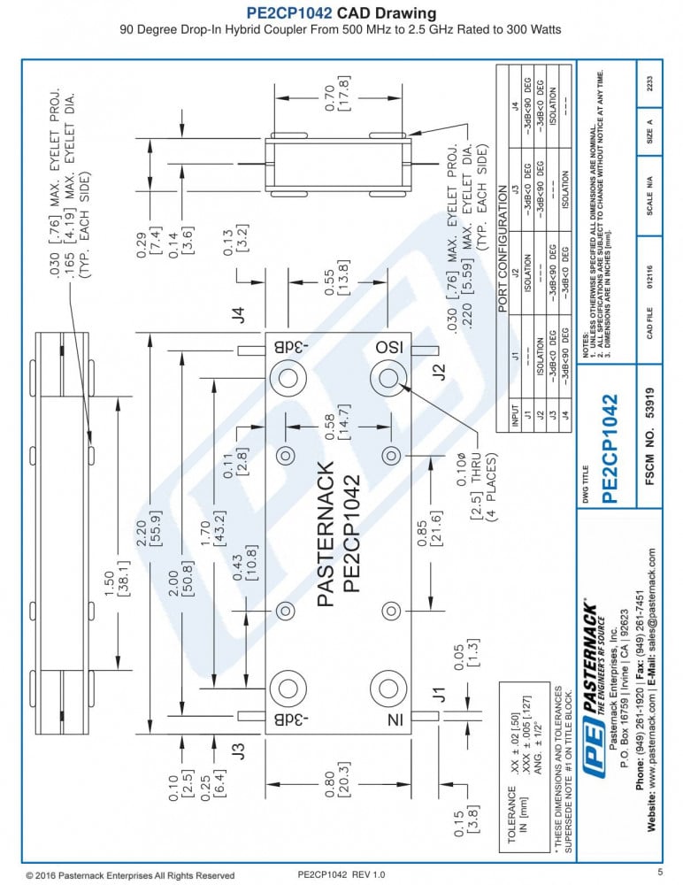 PE2CP1042 mechanical drawing