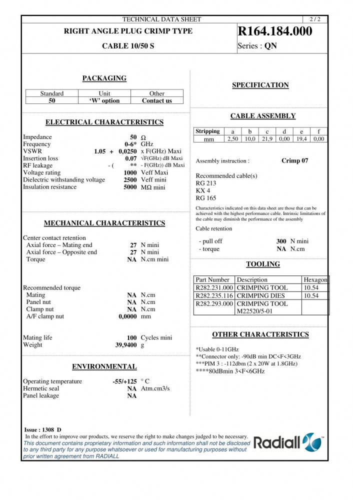 Radiall R164184000 datasheet page 2