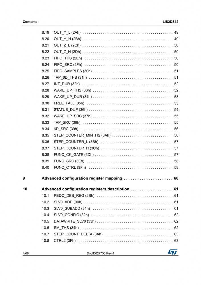 LIS2DS12 datasheet page 4