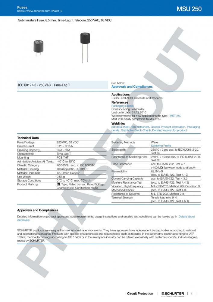 SCHURTER 2040.0620 technical document page 1
