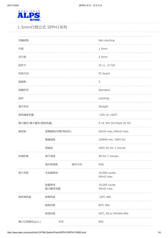 SPPH110900 technical document page 1