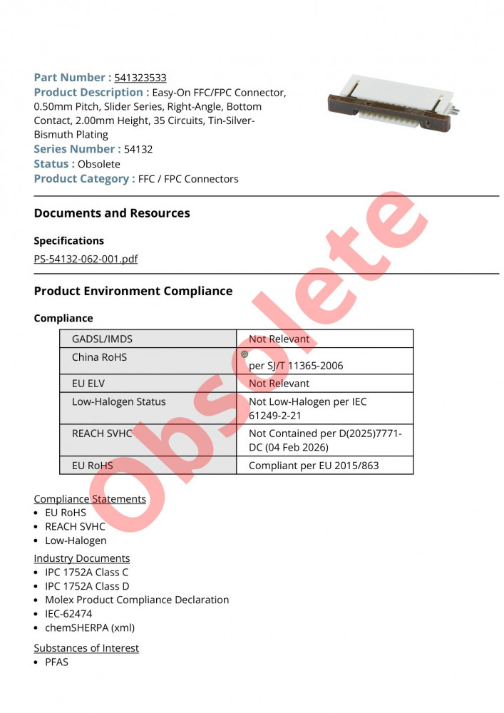 MOLEX 541323533 technical document image, page 1