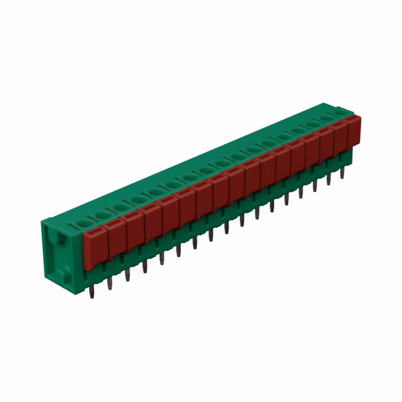 5.00mm Pitch, Eurostyle Fixed-Mount Push-Button Terminal Block, Vertical, 10A, 22-14 AWG, Green, 17 Circuits for sale