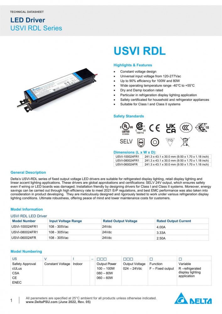 USVI RDL datasheet page 1