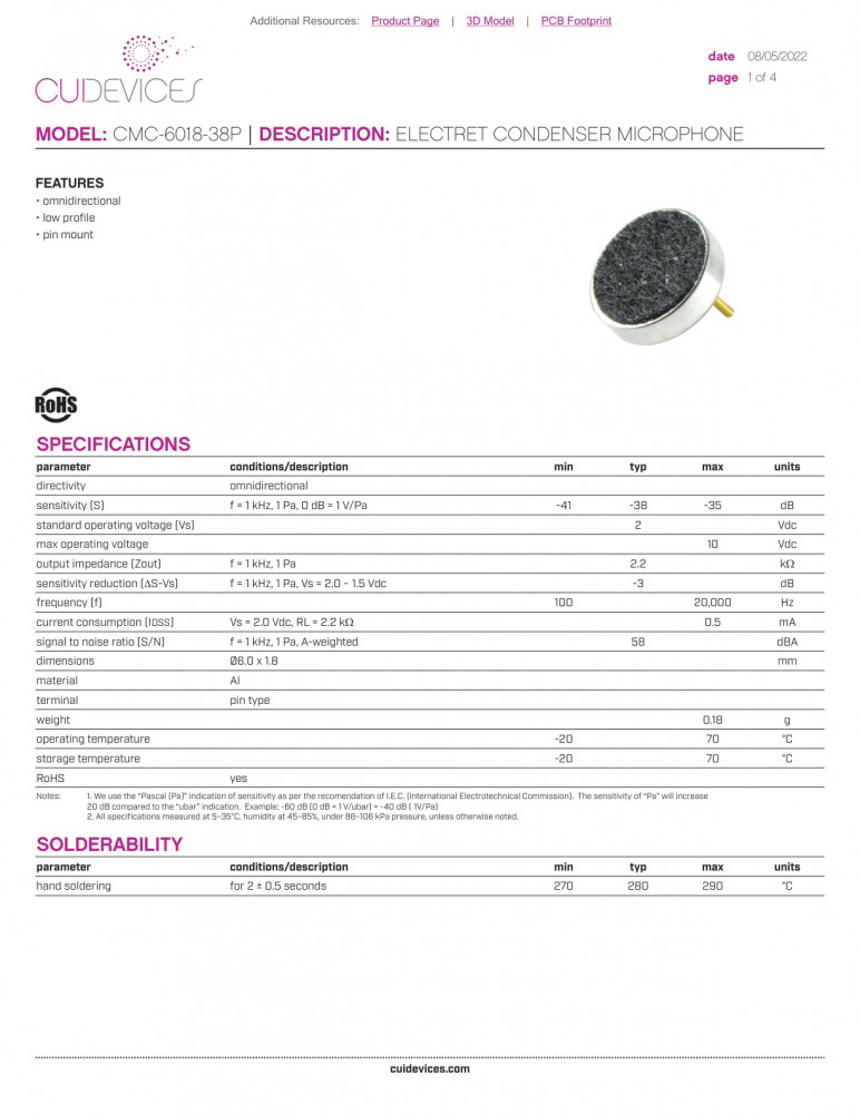 CMC-6018-38P datasheet page 1