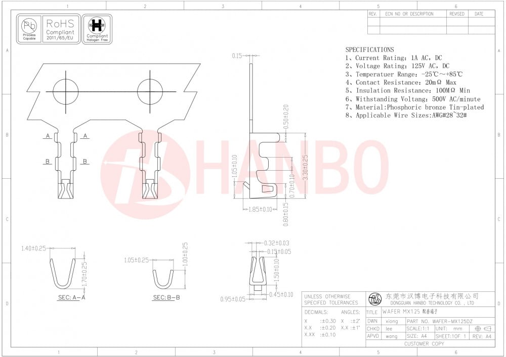 WAFER-MX125JK-7A technical drawing page 1