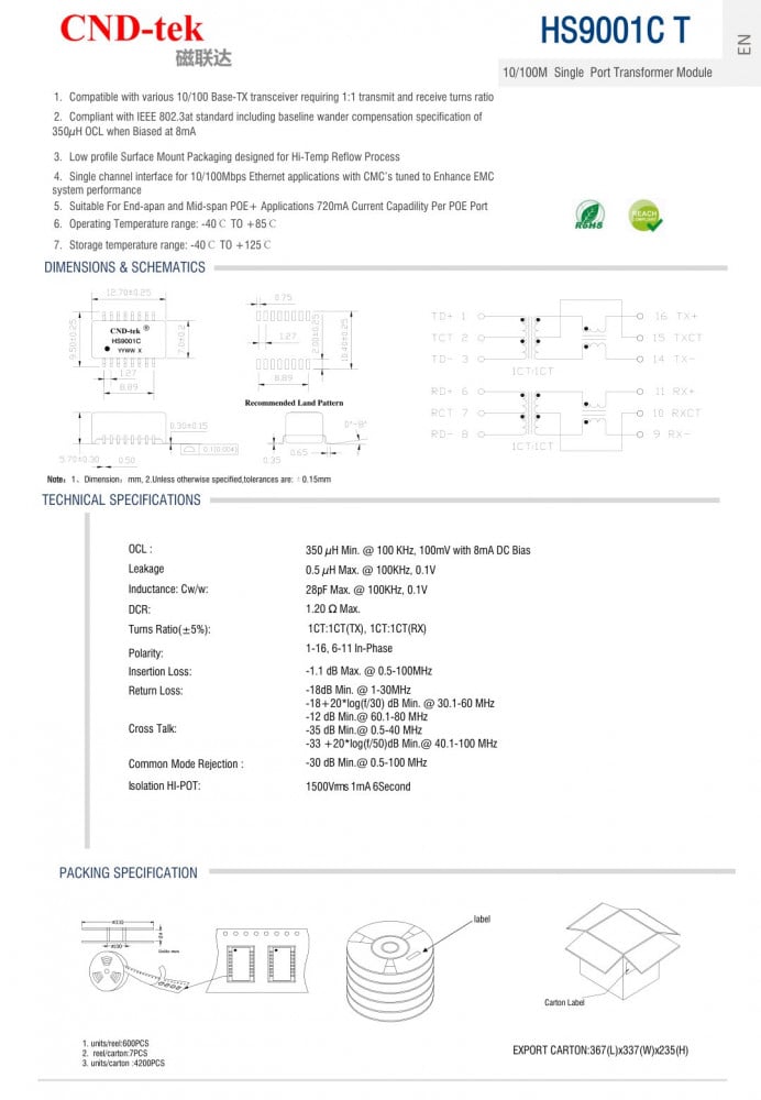 HS9001C T-CND technical documentation