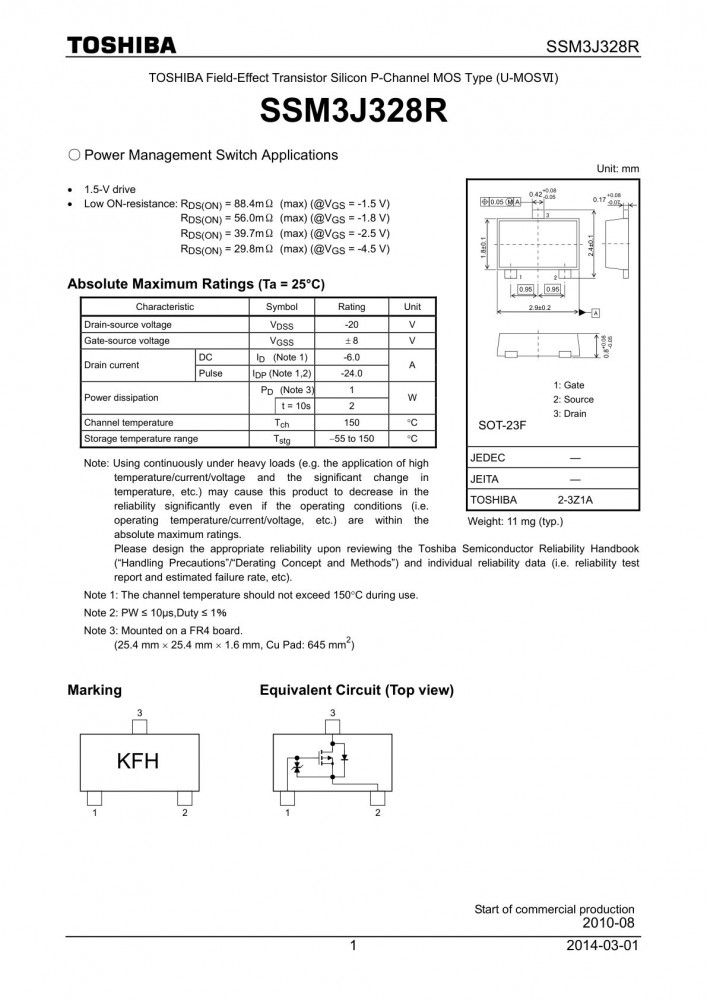 SSM3J328R,LF datasheet page 1
