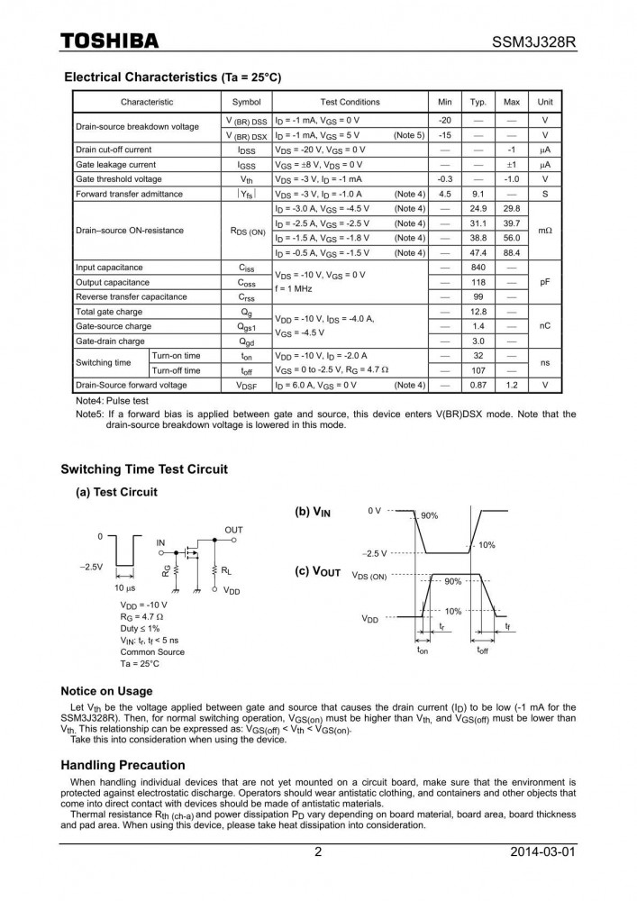 SSM3J328R,LF datasheet page 2