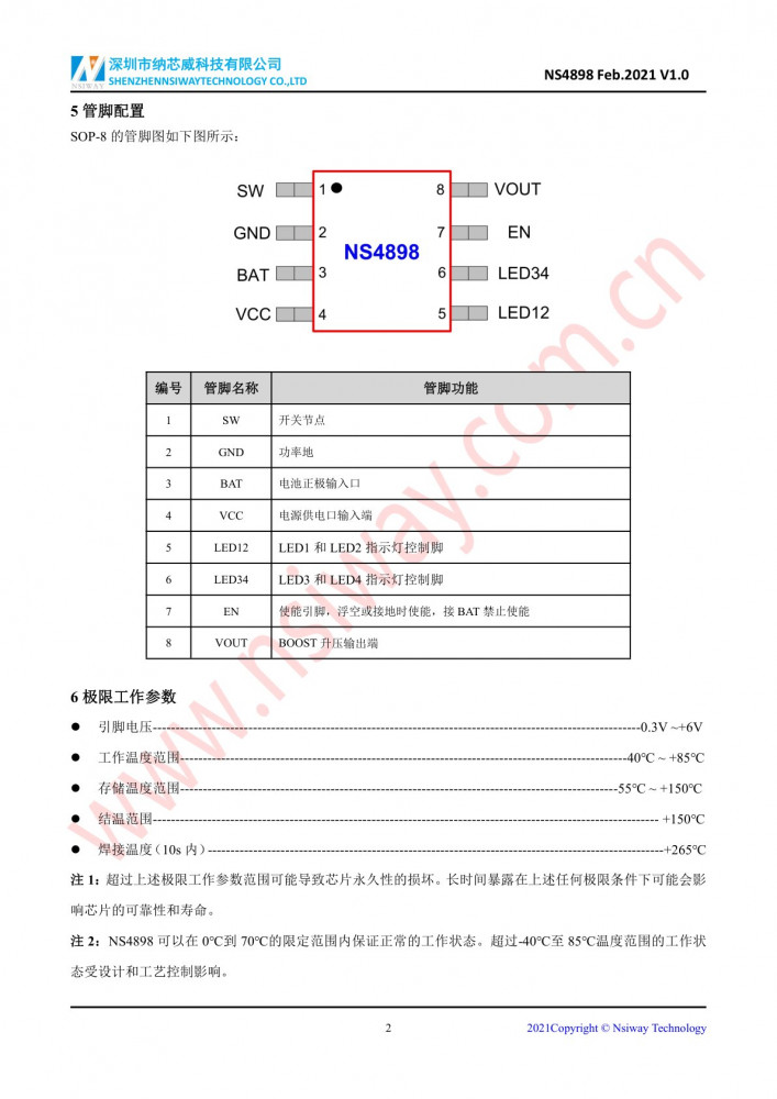 NS4898 datasheet preview, page 2