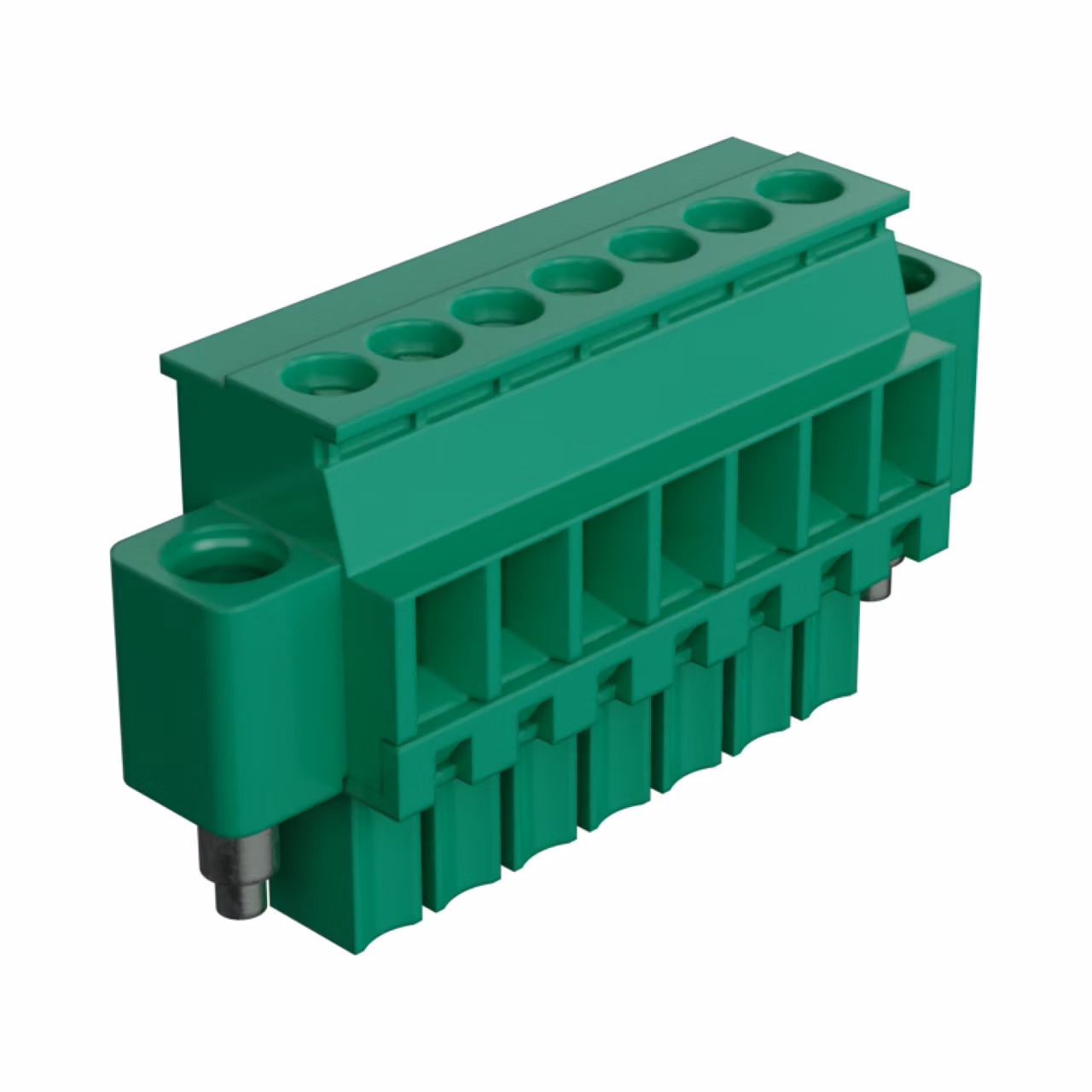 3.50mm Pitch Eurostyle Vertical Plug, with Retention Screws, Rear Wire Entry, Green Housing, 7 Circuits for sale