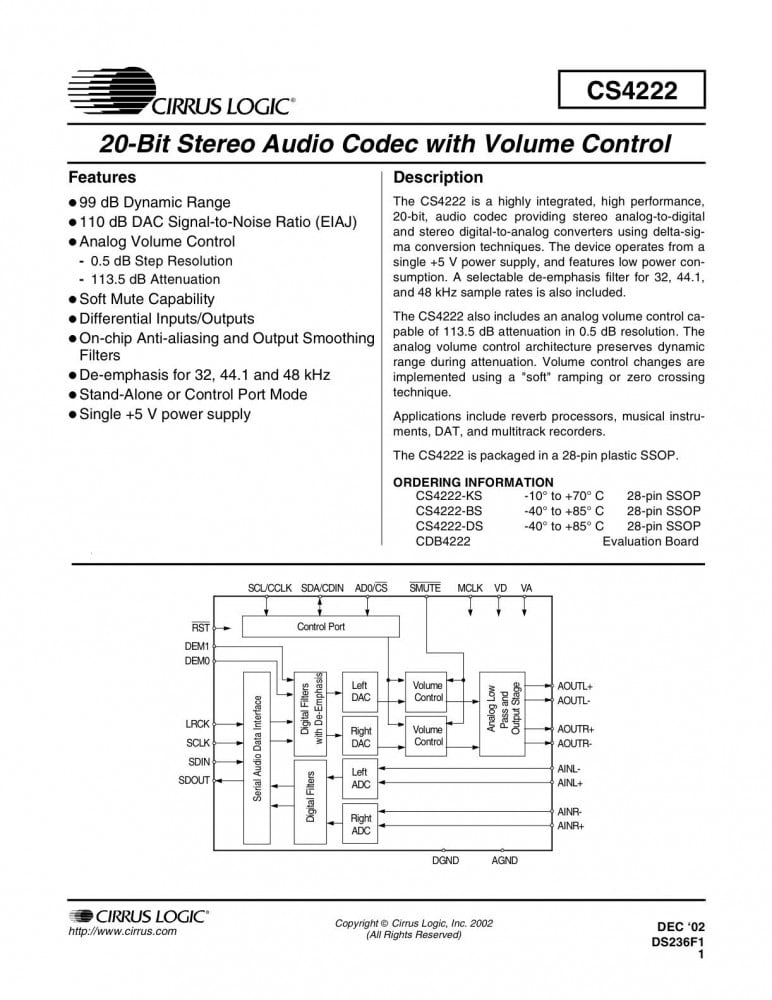 CS4222 datasheet page 1