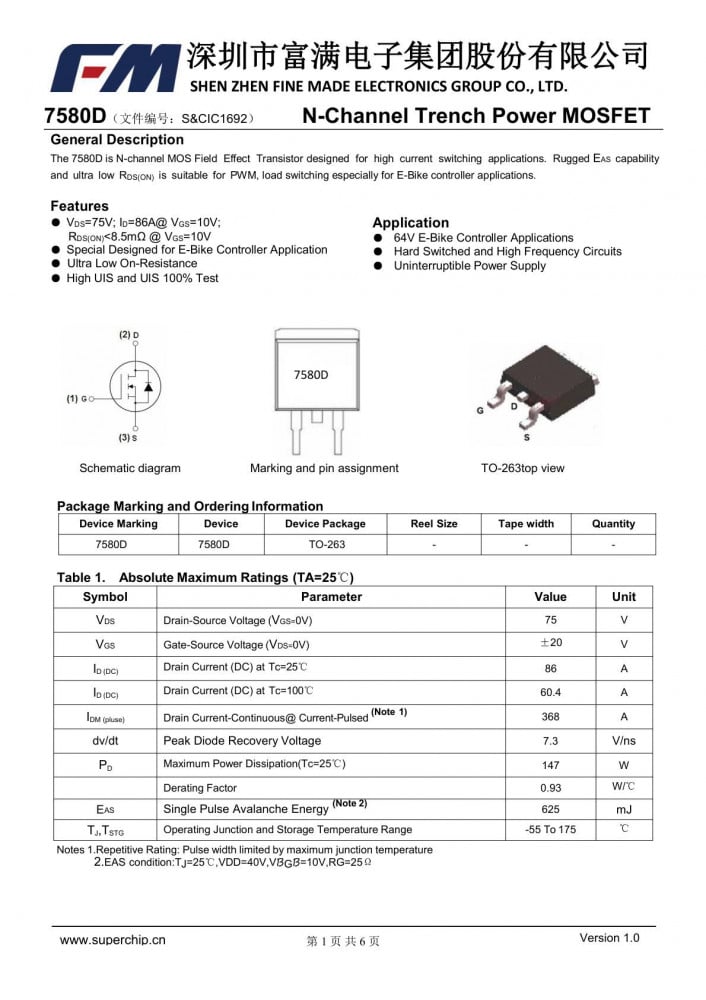 FM 7580D datasheet page 1