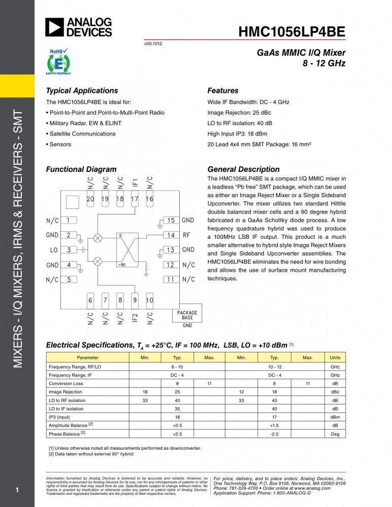 HMC1056LP4BE datasheet page 1