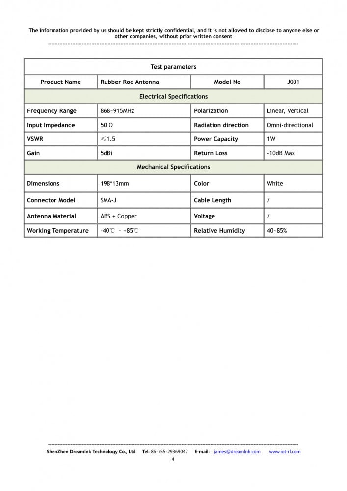 DL-J001 datasheet page 4
