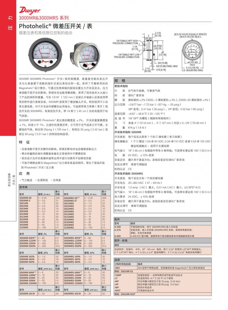 Dwyer 3000MRS-1KPA product documentation page
