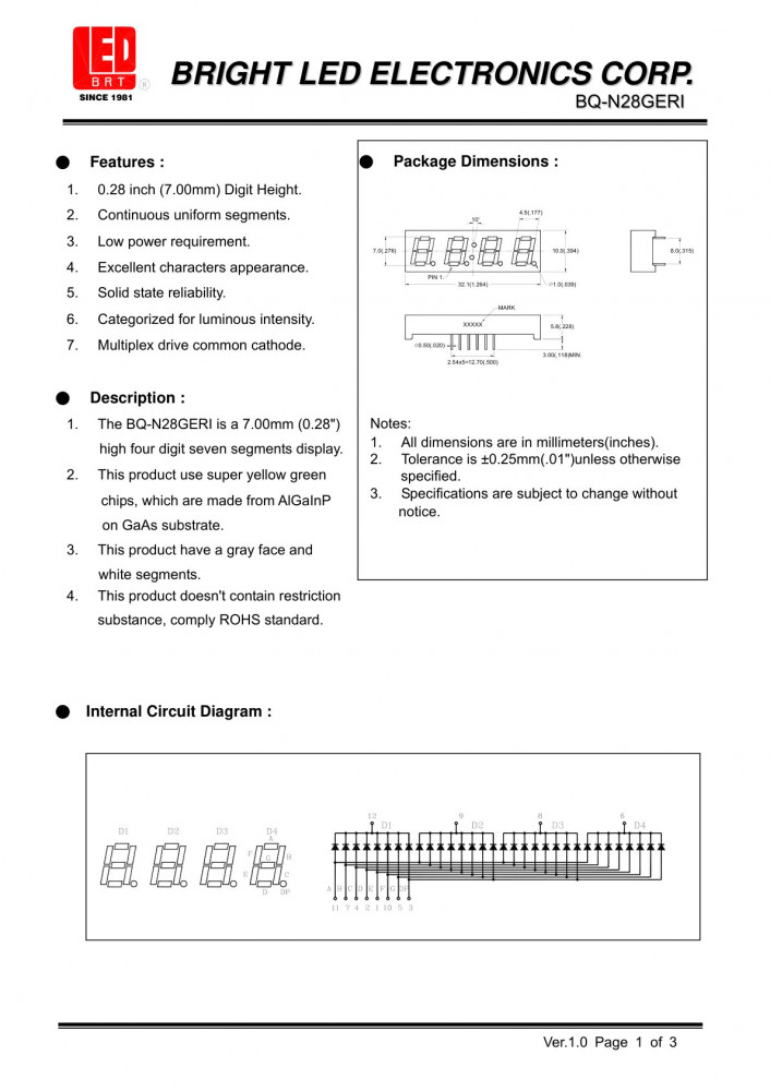 BQ-N28GERI datasheet page 1