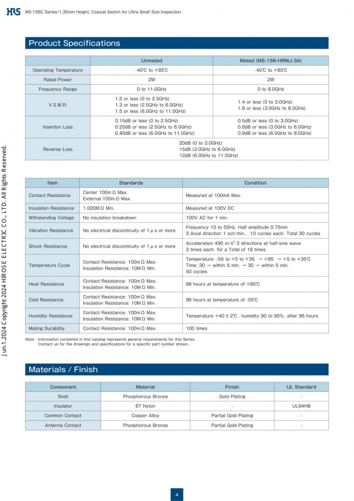 HRS MS-156C series datasheet page 4