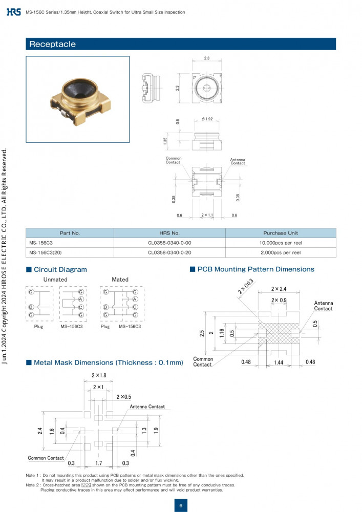 HRS MS-156C series datasheet page 6
