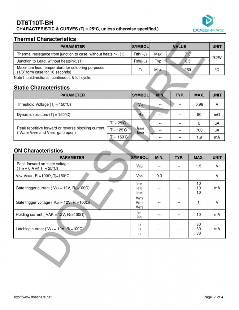 DT6T10T-BH datasheet page 2