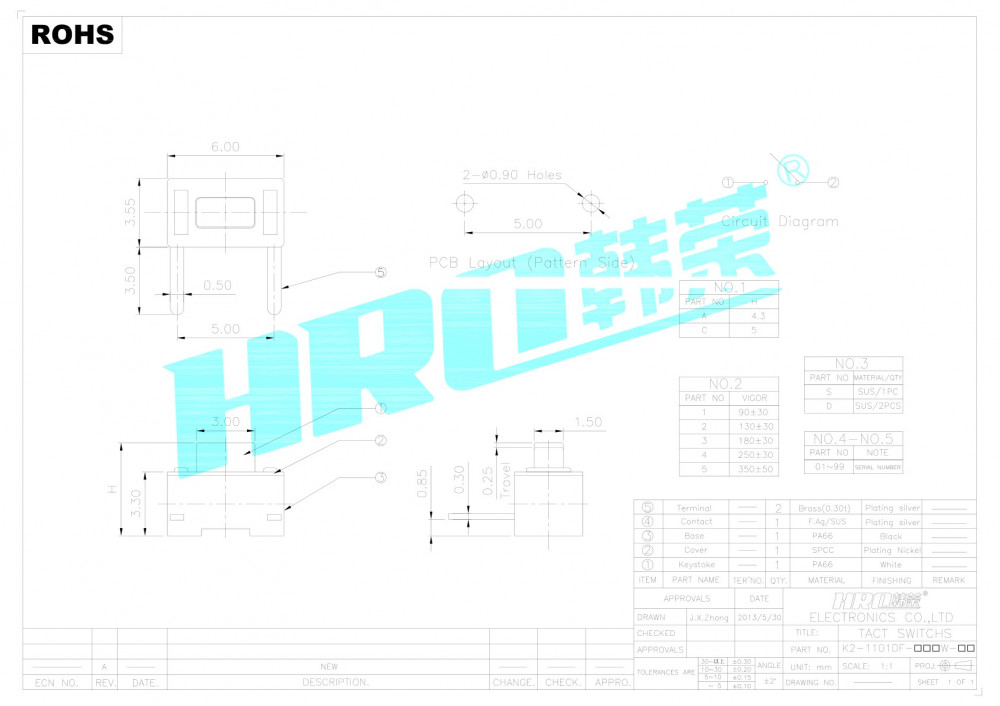 K2-1101DF-A4DW-01 technical drawing