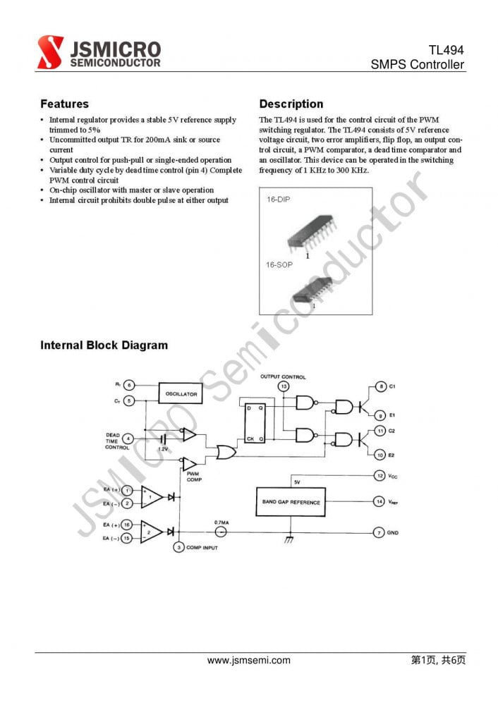 JSMSEMI TL494 datasheet page 1
