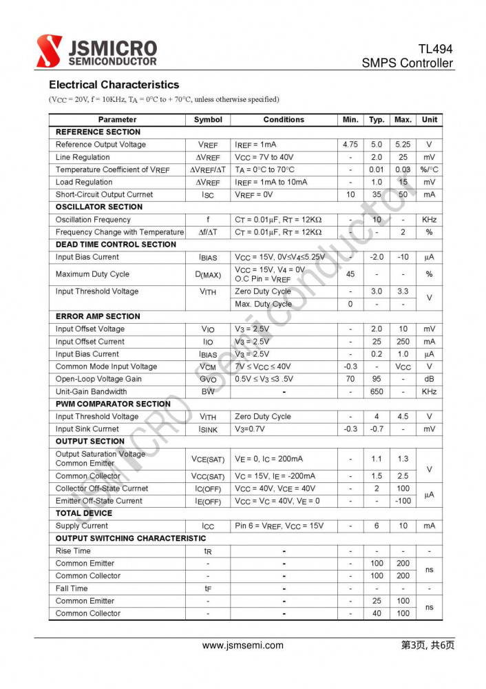 JSMSEMI TL494 datasheet page 3