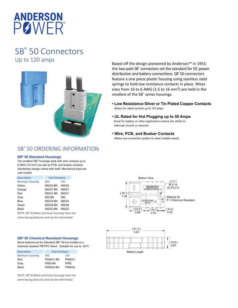 Anderson Power SB 50 datasheet page 1