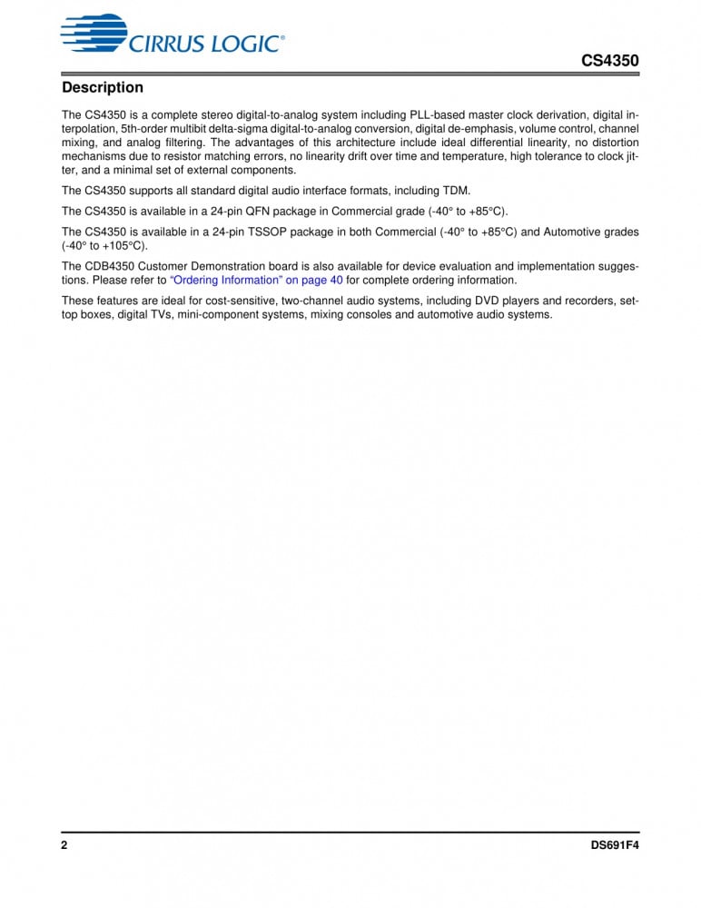 CS4350 datasheet page 2
