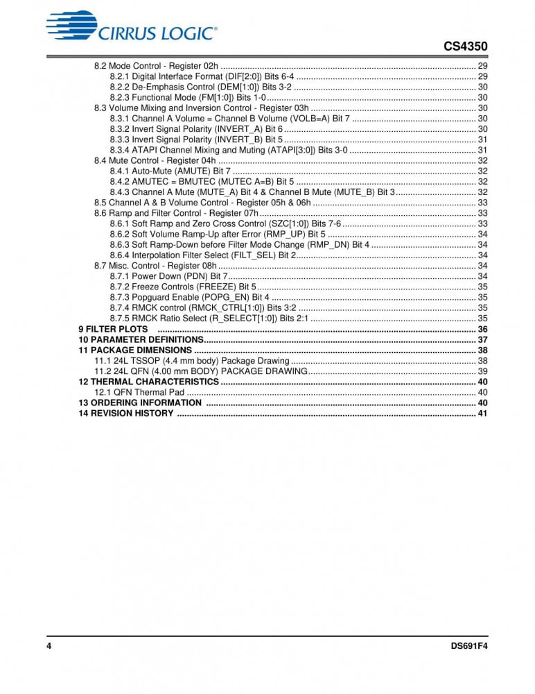 CS4350 datasheet page 4