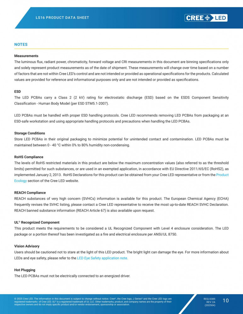 LS16 product datasheet page 10