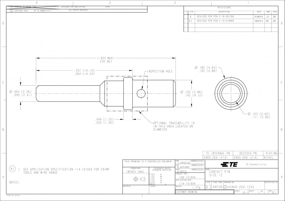 DEUTSCH 0460-204-12141 controlled drawing preview