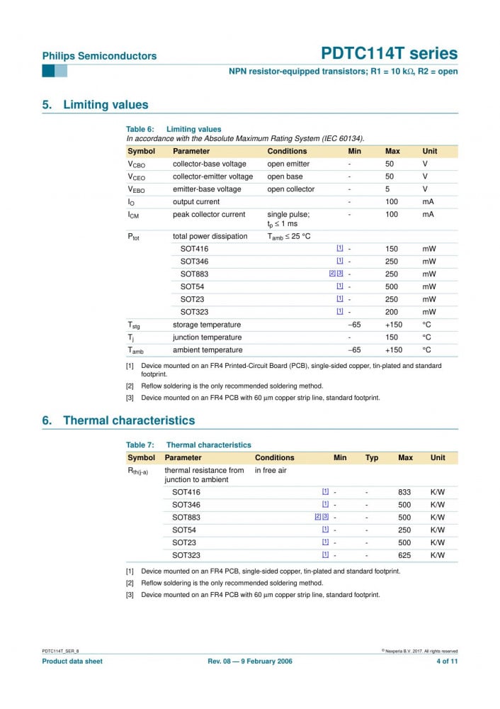 PDTC114TU datasheet page 4