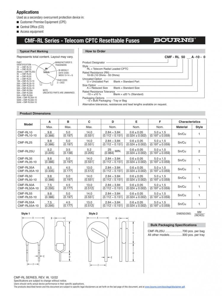 CMF-RL series datasheet page 2