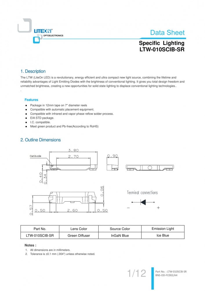 LTW-010SCIB-SR datasheet page 2