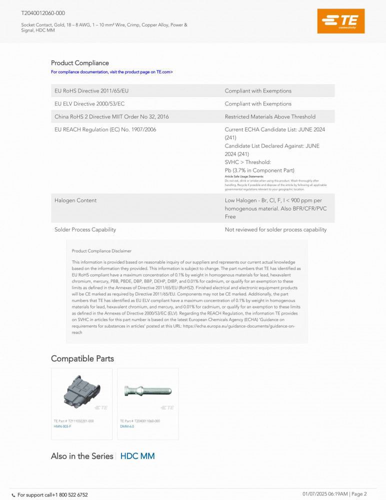 T2040012060-000 technical document page 2