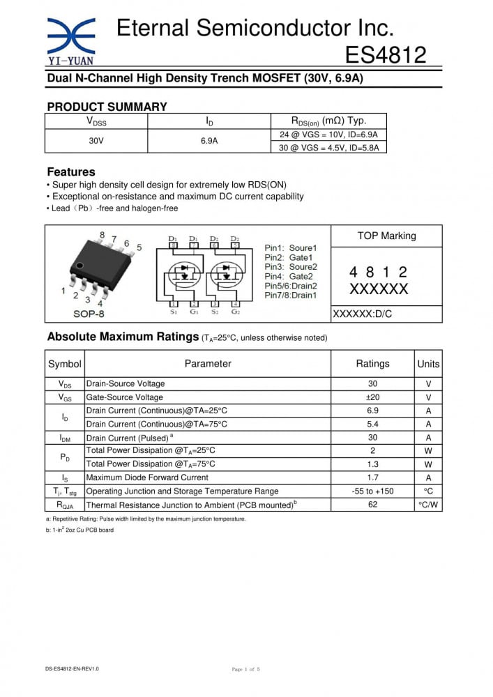 ES4812 datasheet page 1
