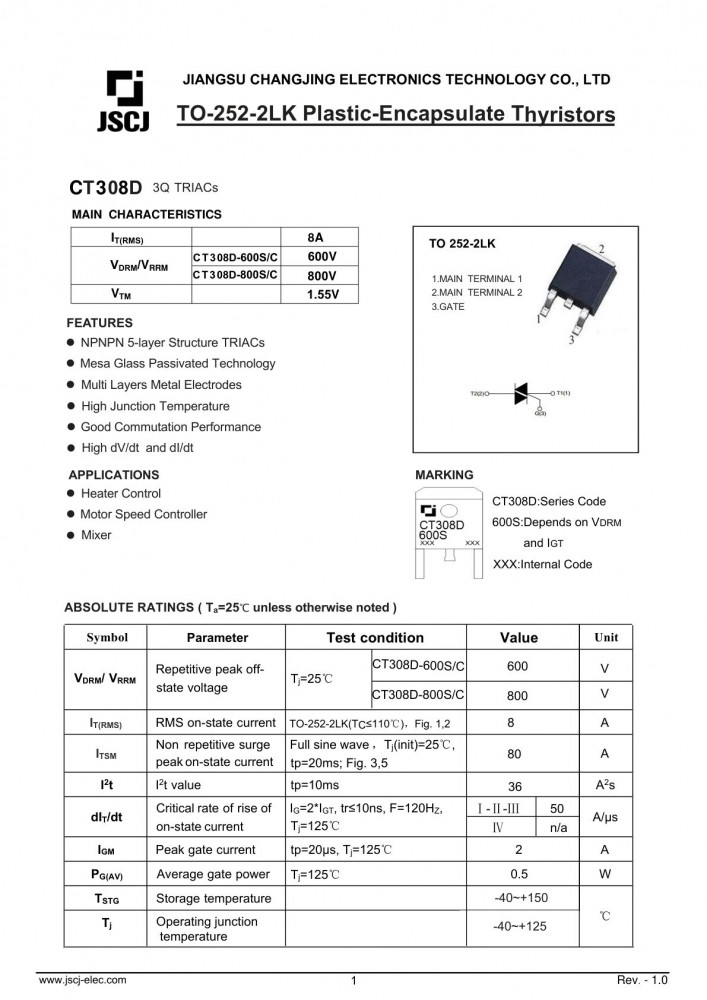 CT308D-600S datasheet page 1
