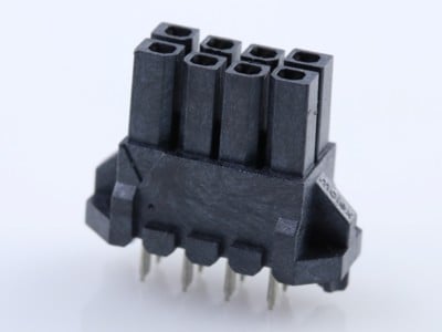 Micro-Fit BMI Receptacle Header, Dual Row, Vertical, with Press-fit Plastic Pegs, 2.54µm Tin (Sn), 6 Circuits