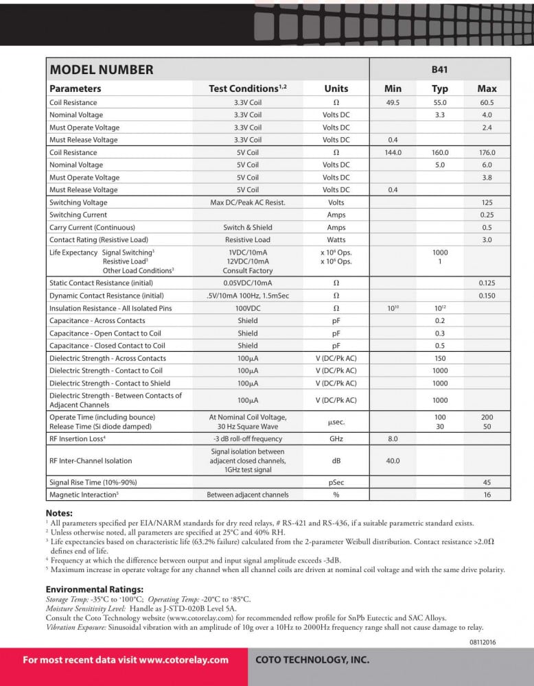 COTO B41-0001 technical document page 2