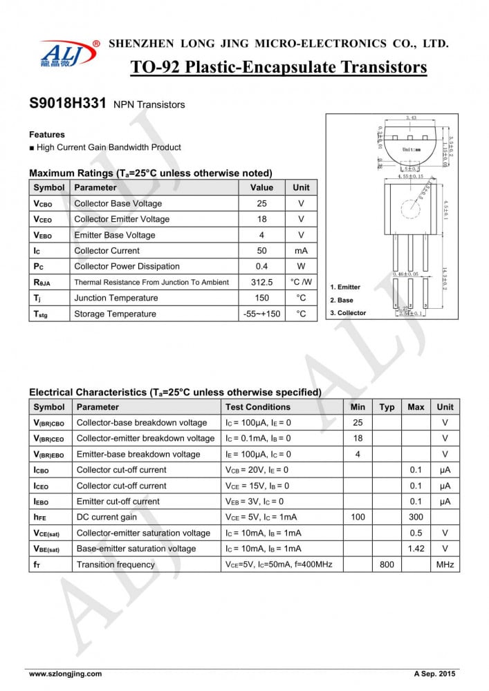 S9018H331 datasheet page 1