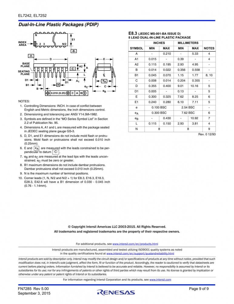 EL7242CSZ datasheet page 9