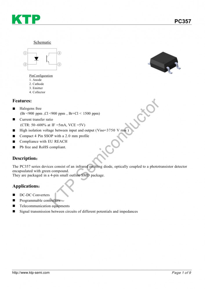 PC357 datasheet page 1
