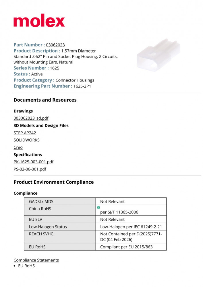 Product specification page 1